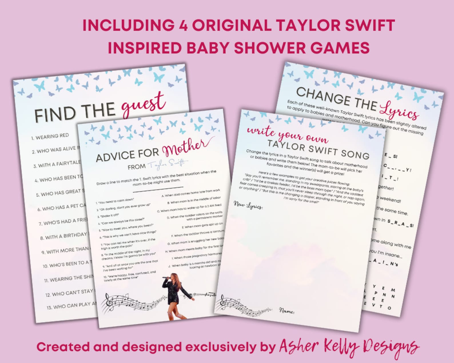 28 Swiftie Baby Shower Games, Pastel Cloud Design (digital Download) - Etsy