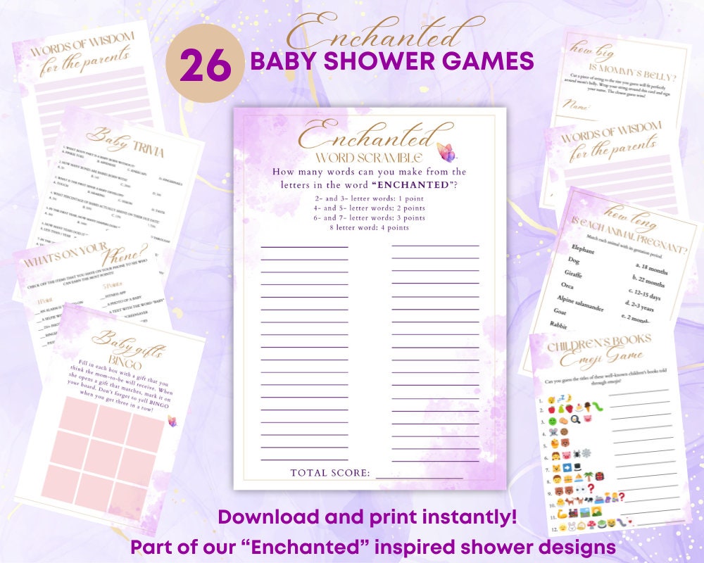 Enchanted Baby Shower Games Bundle, Swiftie Theme (digital Download) - Etsy