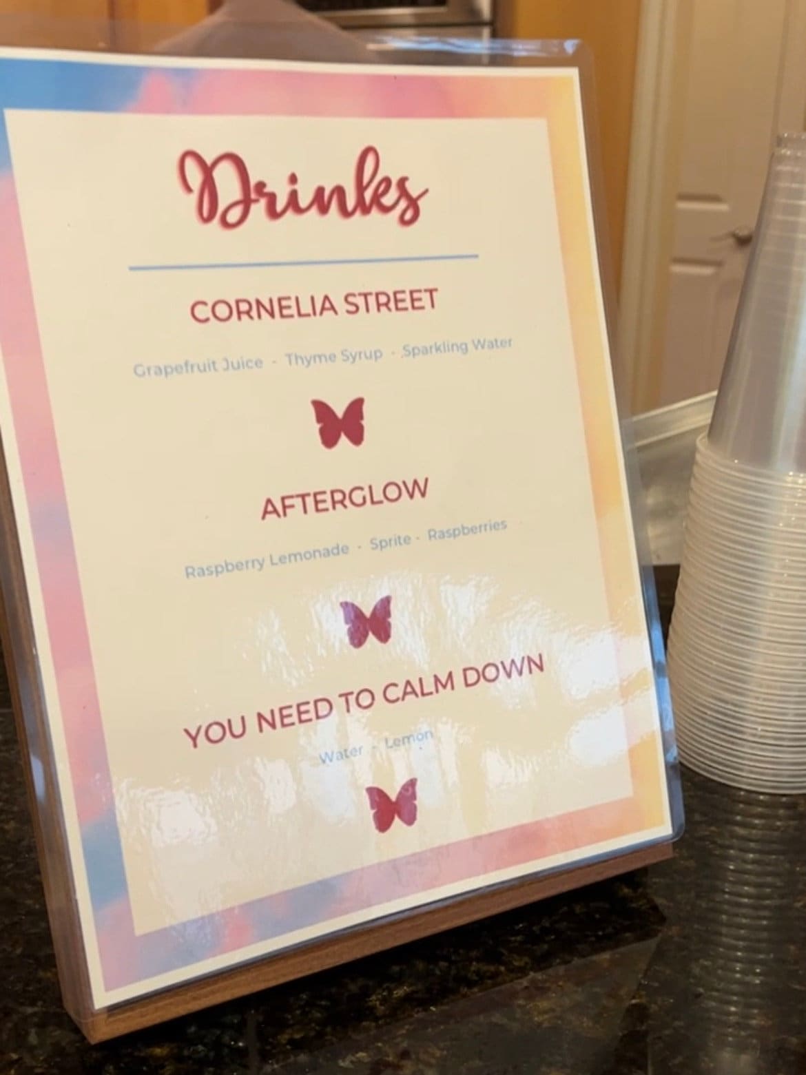 Taylor Swift Lover Inspired Drinks Menu Baby Shower Pastel Clouds Pink ...