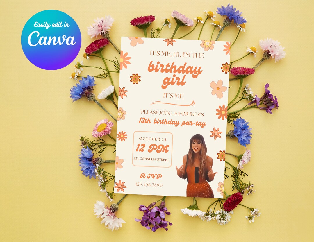 Taylor Swift Birthday Invitation | Editable Birthday Invitation ...