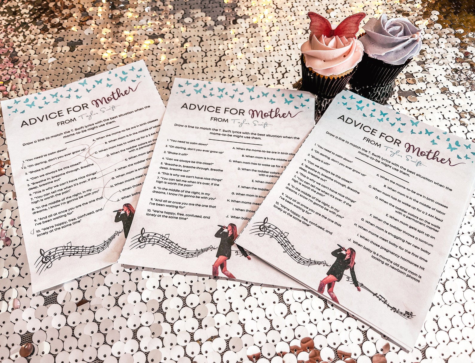 Baby Shower Advice Game, Taylor Swift Inspired Baby Shower Game ...
