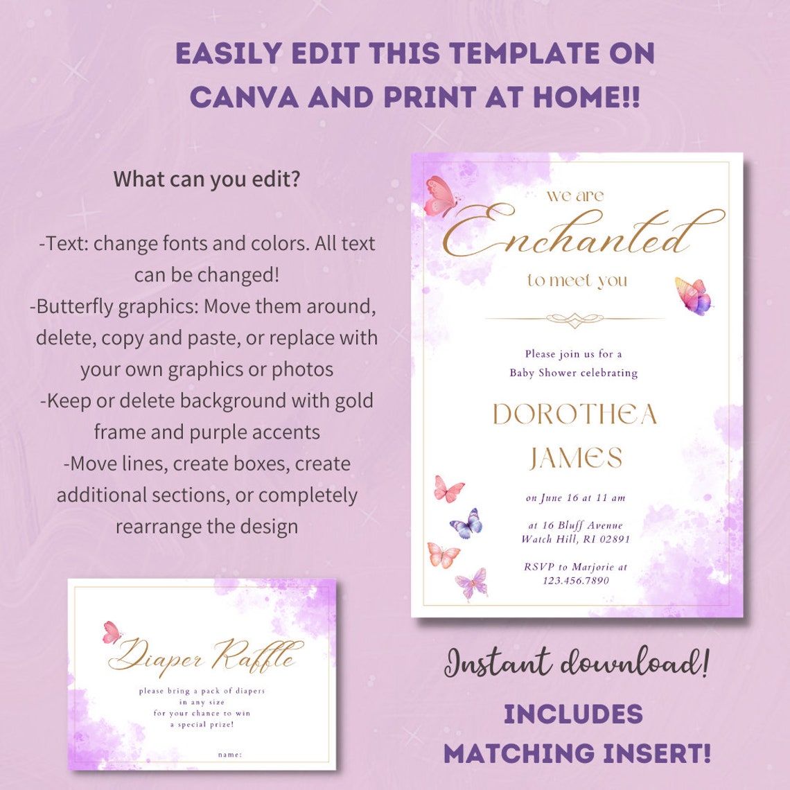 Enchanted Butterfly Baby Shower Invitation, Swiftie Theme (digital ...