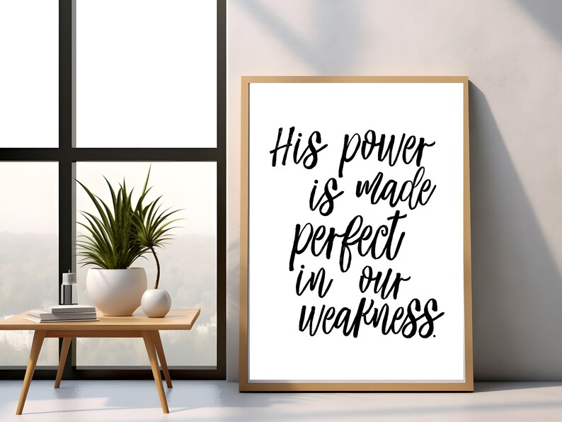 His Power is Made Perfect in Our Weakness, Bible Print, Digital Art ...