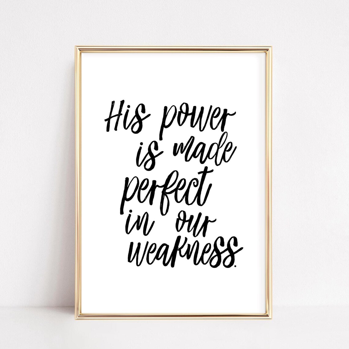 His Power is Made Perfect in Our Weakness, Bible Print, Digital Art ...