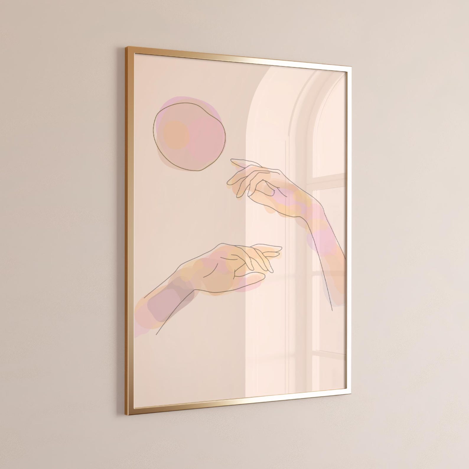 Pastel Hands Digital Art Print, Abstract Hand Wall Art, Boho Woman Wall ...