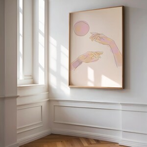 Pastel Hands Digital Art Print, Abstract Hand Wall Art, Boho Woman Wall ...