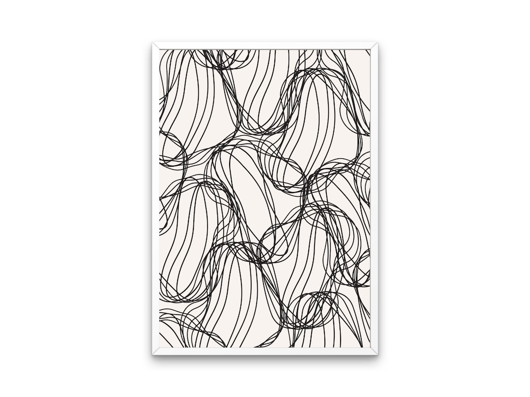 Black and White Abstract Art Print, Minimalist Digital Art Print, Boho ...