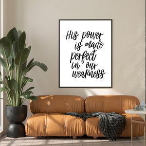 His Power is Made Perfect in Our Weakness, Bible Print, Digital Art ...