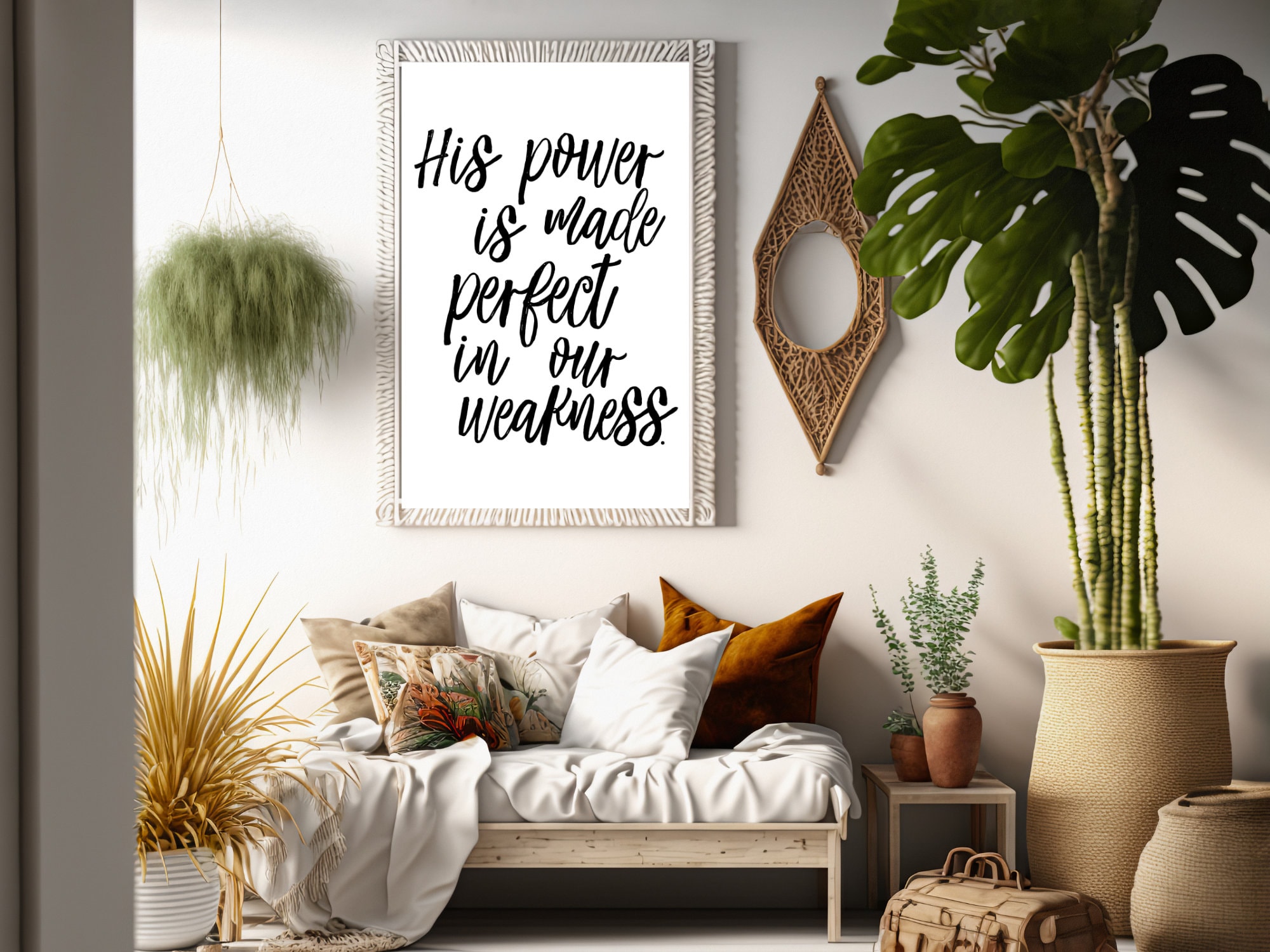 His Power is Made Perfect in Our Weakness, Bible Print, Digital Art ...