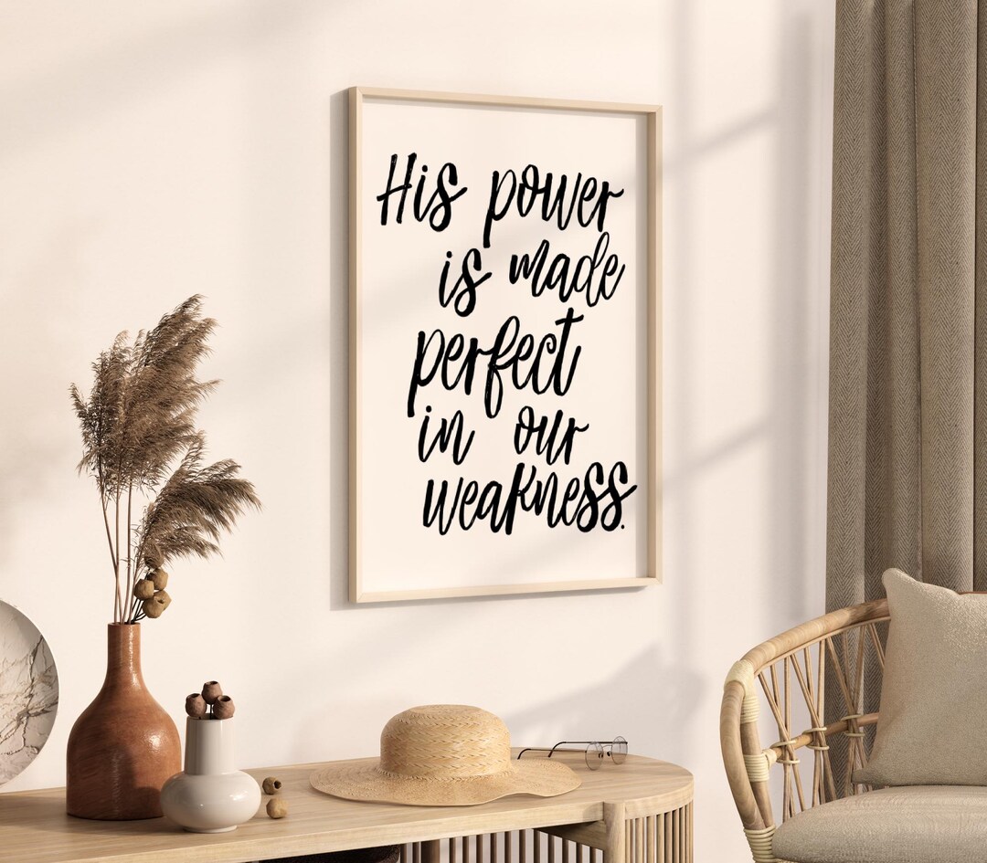 His Power is Made Perfect in Our Weakness, Bible Print, Digital Art ...