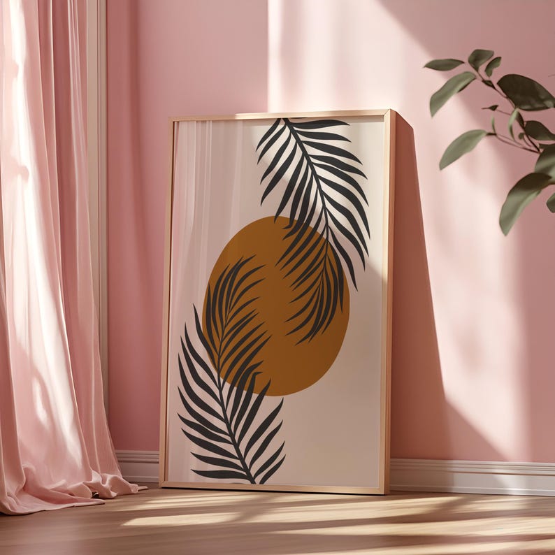 Bohemian Palm Leaf Art Print: Golden Copper Sun (digital Download) - Etsy