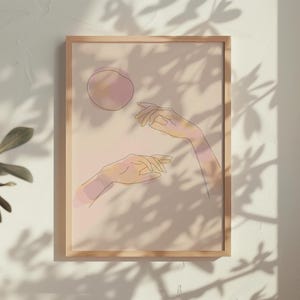 Pastel Hands Digital Art Print, Abstract Hand Wall Art, Boho Woman Wall ...