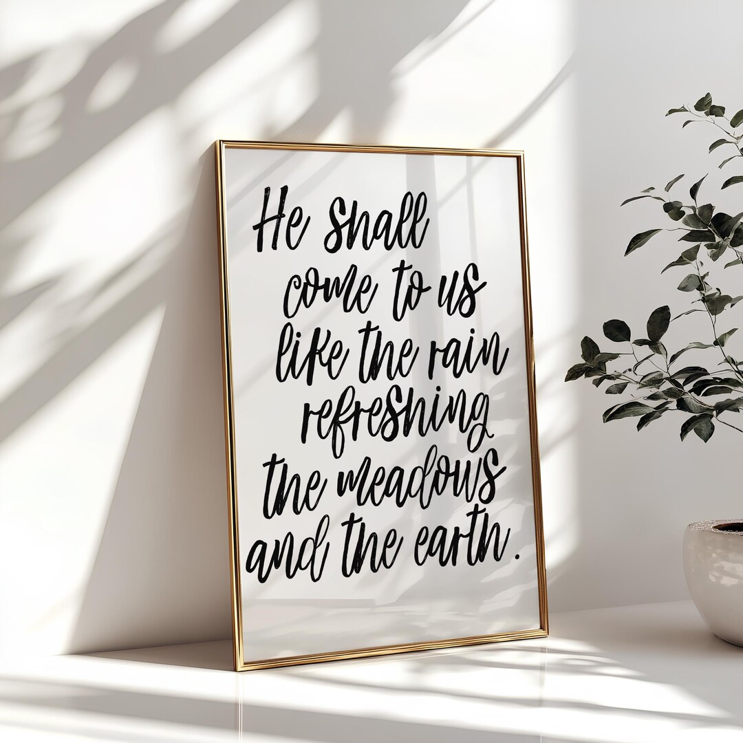 Brush Lettered Bible Verse Like the Rain - Christian Art Print - Bible ...