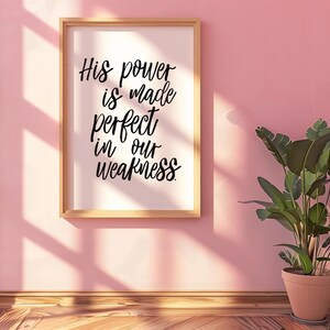 His Power is Made Perfect in Our Weakness, Bible Print, Digital Art ...