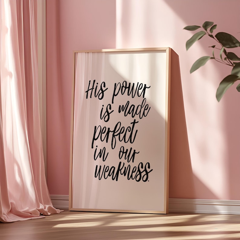 His Power is Made Perfect in Our Weakness, Bible Print, Digital Art ...