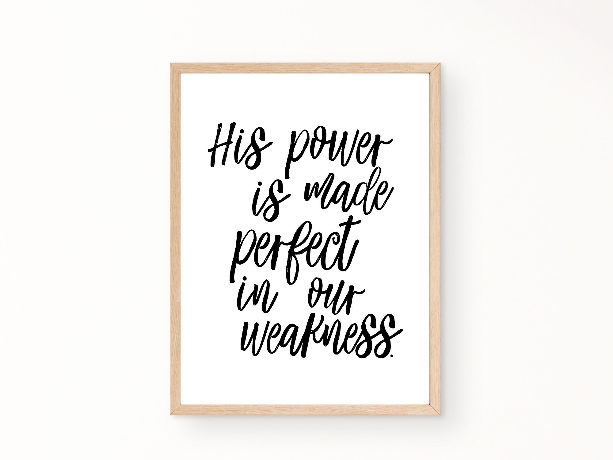 His Power is Made Perfect in Our Weakness, Bible Print, Digital Art ...