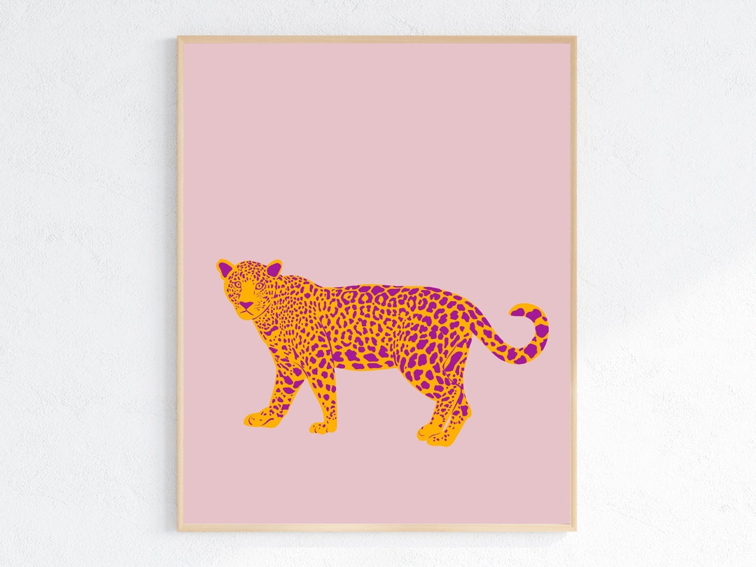 Pink Leopard Art Print - Blue and Pink Jungle Art - Cheetah Artwork ...