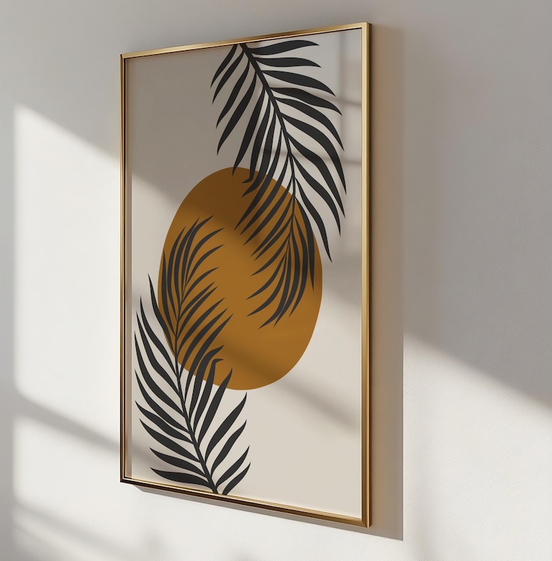 Bohemian Palm Leaf Art Print: Golden Copper Sun (digital Download) - Etsy