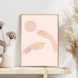 Pastel Hands Digital Art Print, Abstract Hand Wall Art, Boho Woman Wall ...