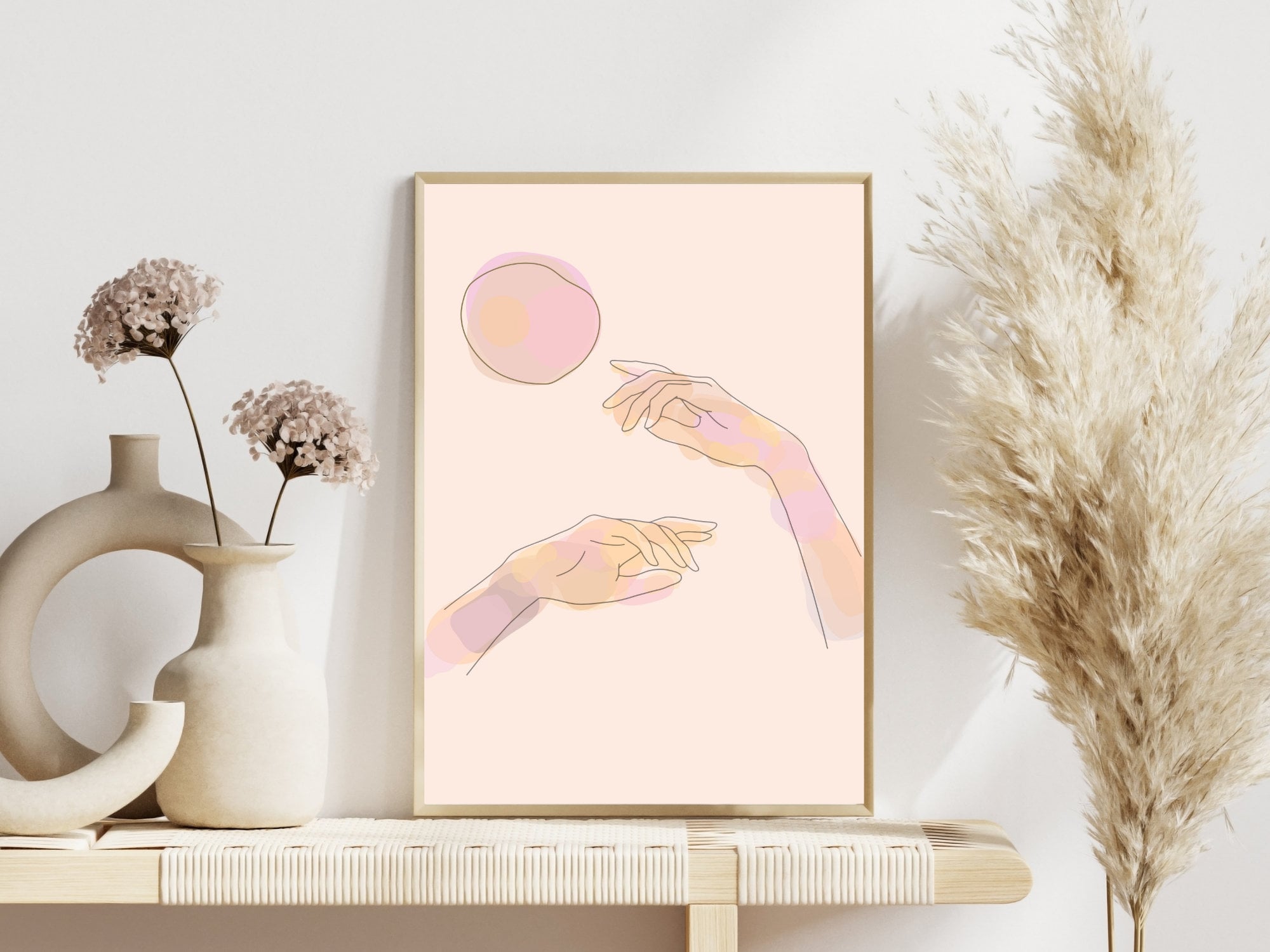 Pastel Hands Digital Art Print Abstract Hand Wall Art Boho - Etsy