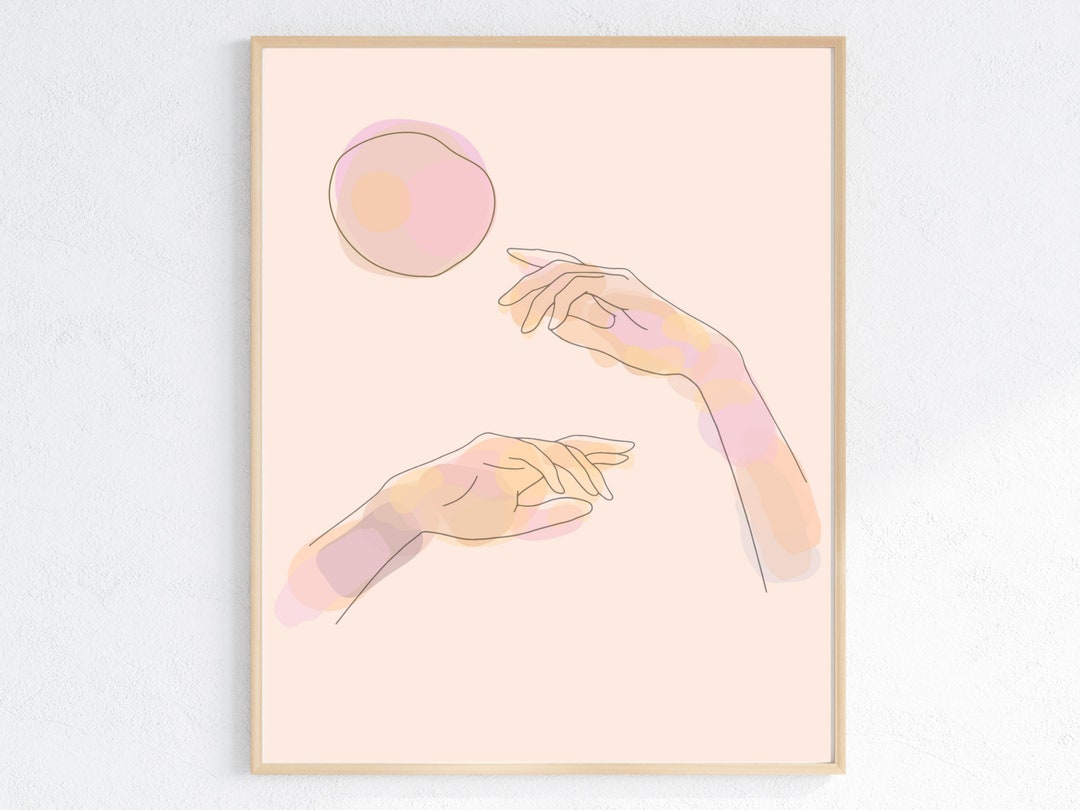 Pastel Hands Digital Art Print, Abstract Hand Wall Art, Boho Woman Wall ...