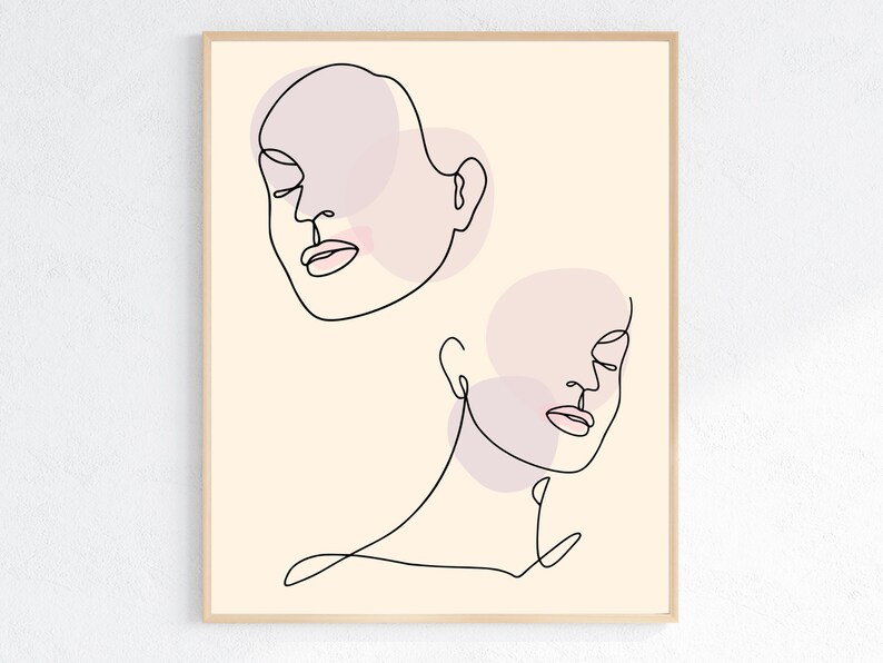 Minimalist Portrait Digital Art Print, Boho Wall Art, Woman Wall Art ...