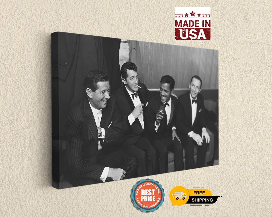 Classic Rat Pack Lounge Scene Canvas | Mid-century Black & White ...