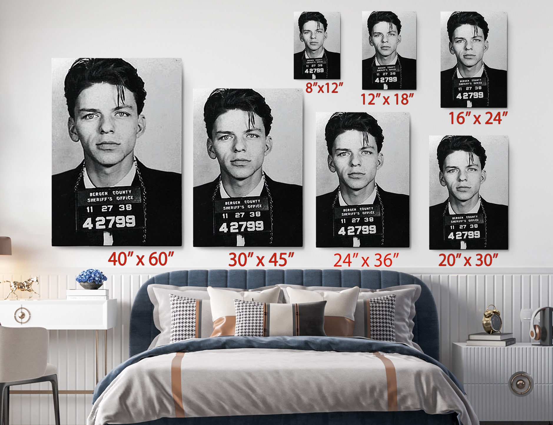 Frank Sinatra Mug Shot Front and Side Canvas Print Fine Art Photography ...