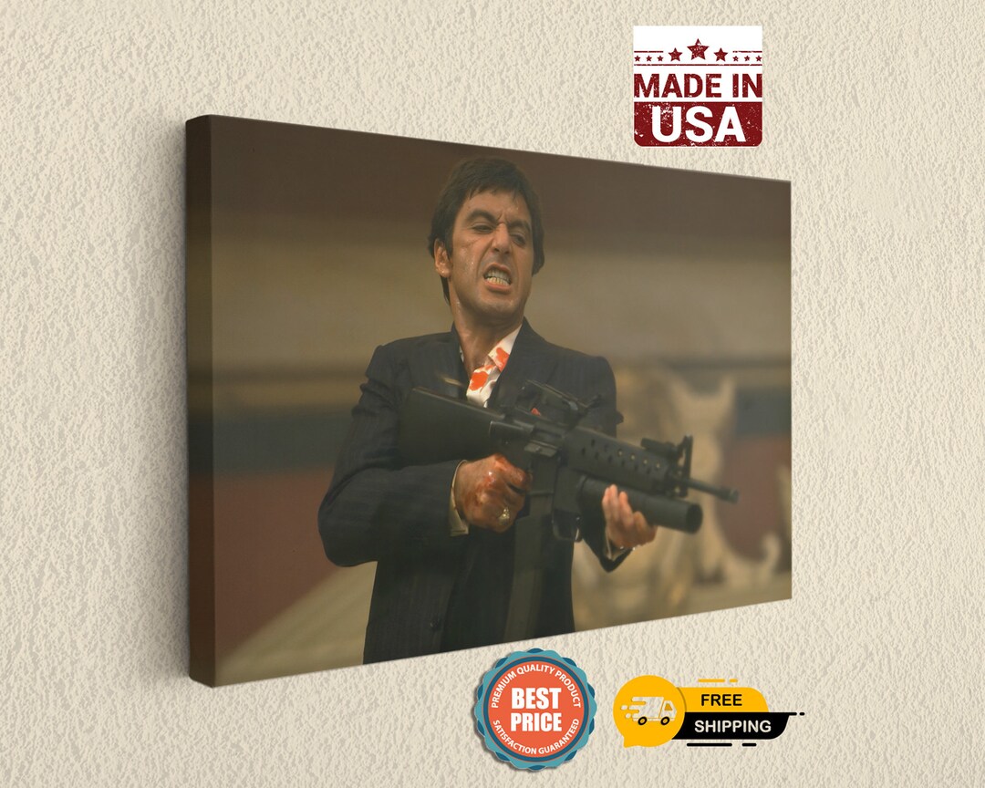 80s Gangster Film-inspired Canvas – Iconic Final Scene Wall Art, Retro ...