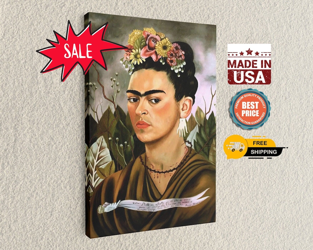 Frida Kahlo Self-portrait Canvas Print, Mexican Masterpiece Wall Art ...
