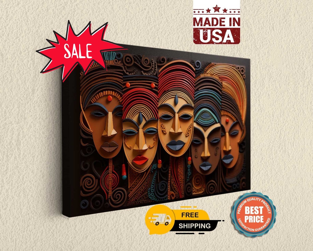 African Masks Abstract Wall Art Classic Africa Art Canvas Print Fine ...