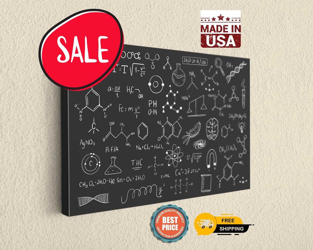Chemistry Canvas Print: Formula Chalkboard Design - Hand-stretched ...