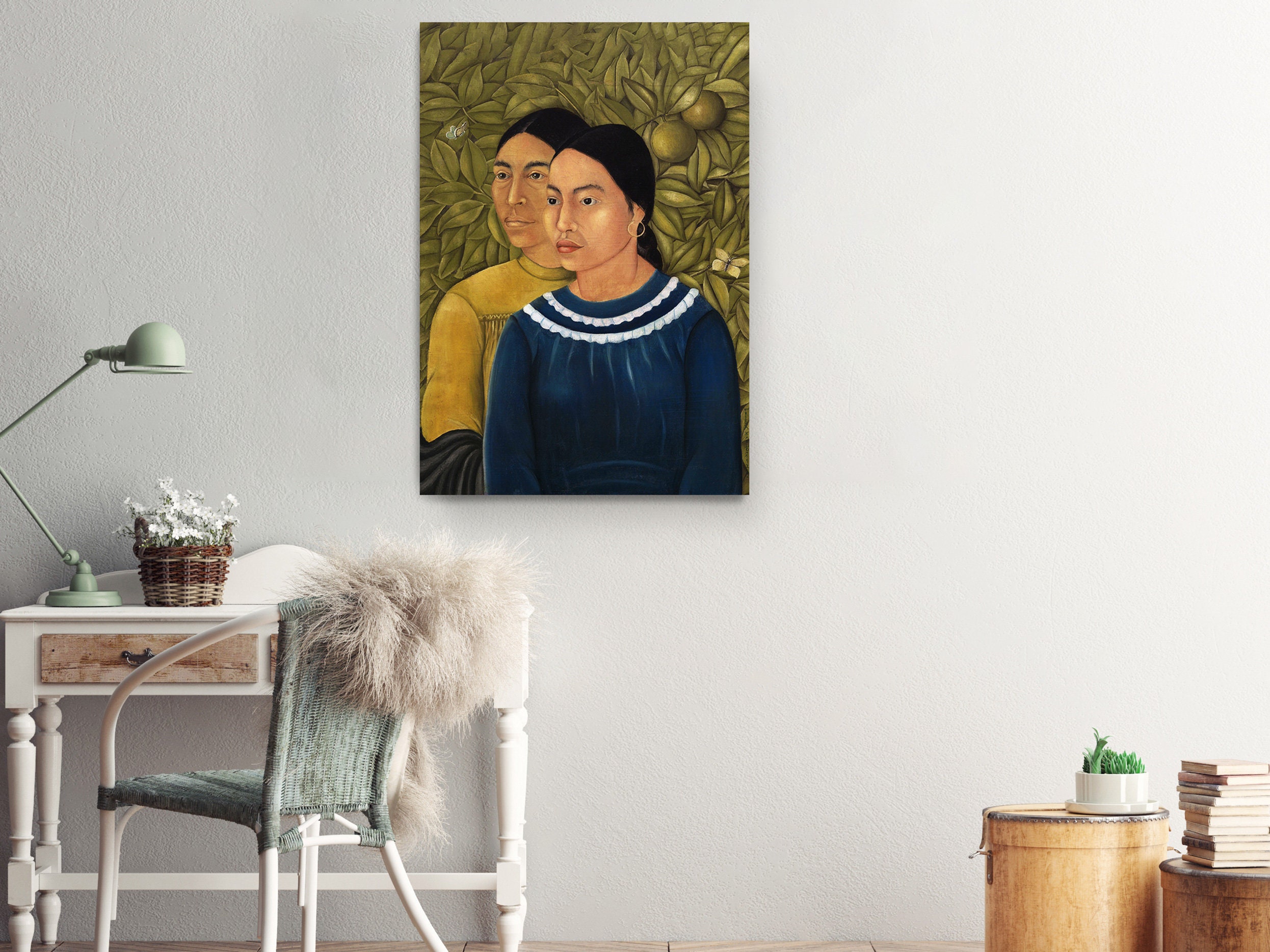 Frida Kahlo Dos Mujeres salvadora Y Herminia, Two Women Canvas Art ...