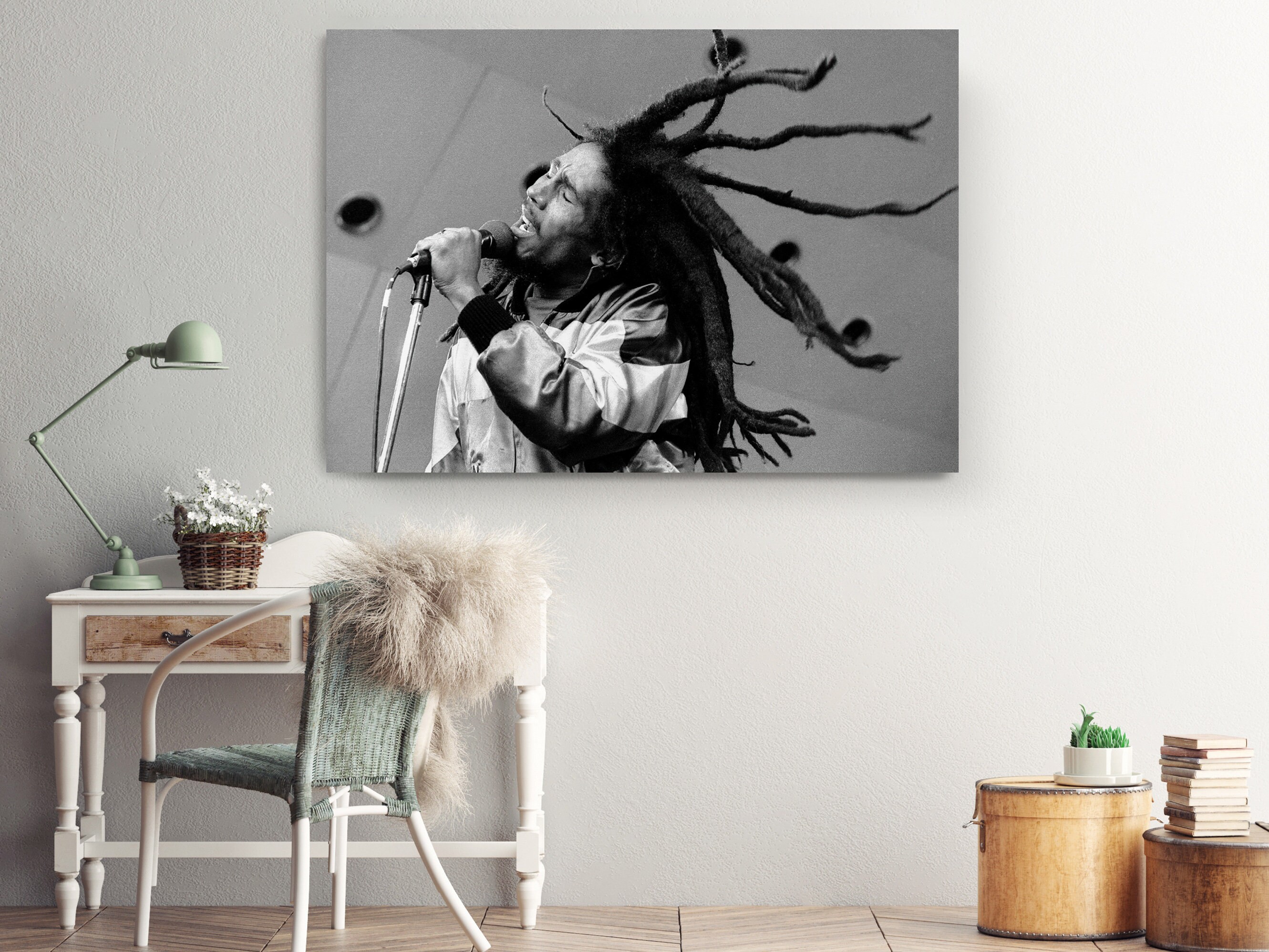 Bob Marley Dreads Canvas Art Black and White Reggae Music Legendary ...
