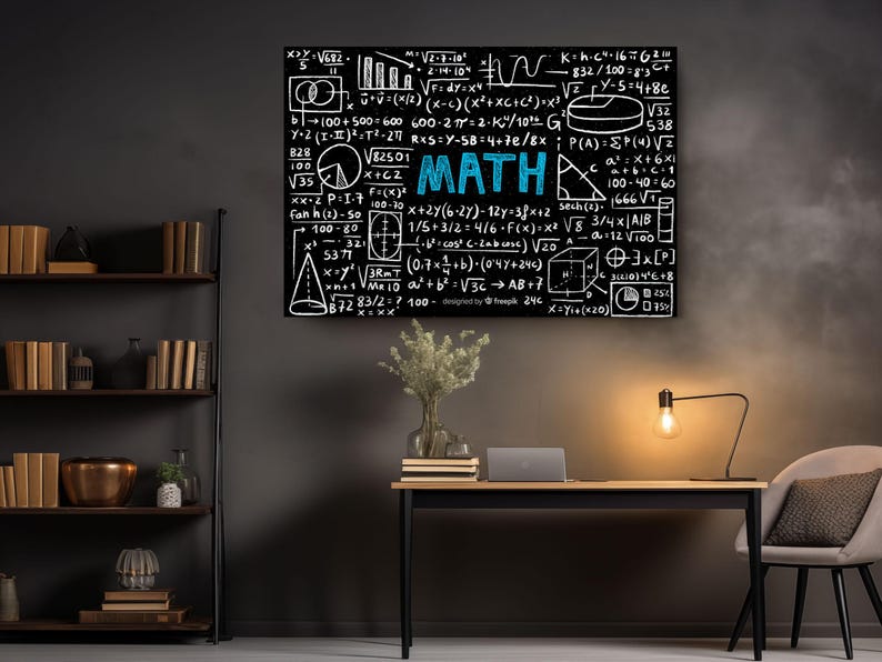Math Equations Canvas Art, Colorful STEM Wall Decor, Educational ...