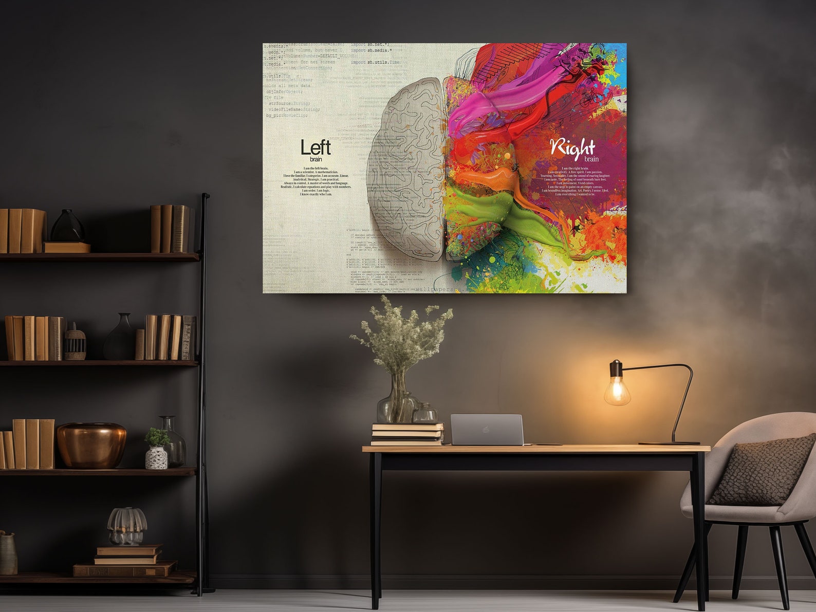 Human Brain Art Canvas Educational Wall Decor: Left & Right Brain ...