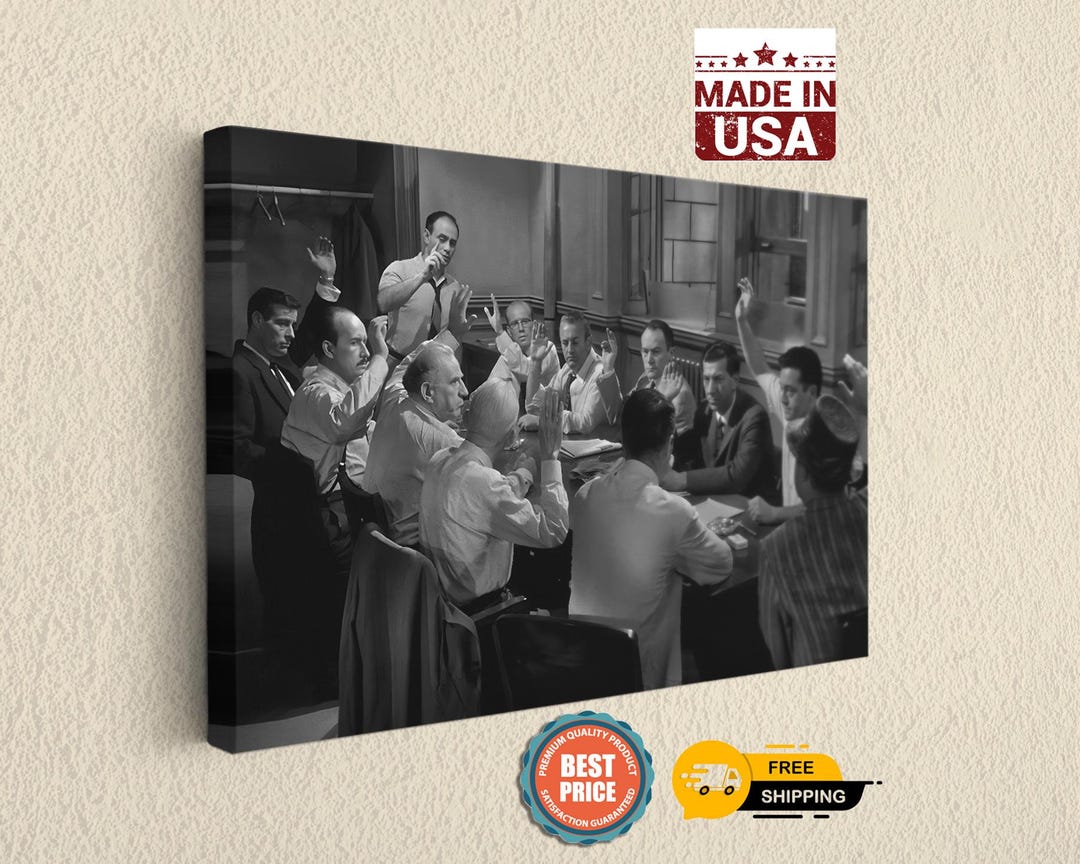 12 Angry Men Canvas Art Classic Movie Print, Courtroom Scene (hand ...