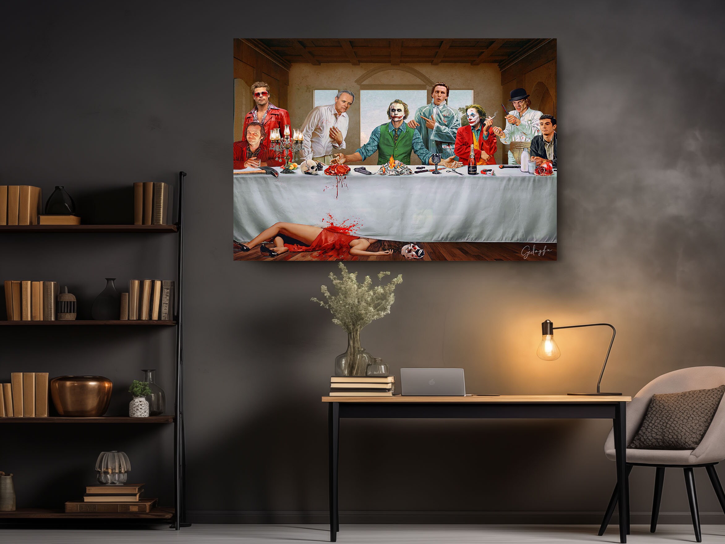 Psychos at Last Supper License Art by Gedofx Canvas Artwork Cult Movie ...