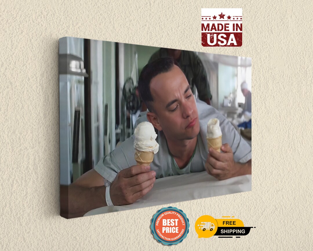 Iconic Scene Print Movie Canvas Art: Forrest Gump Ice Cream Moment ...