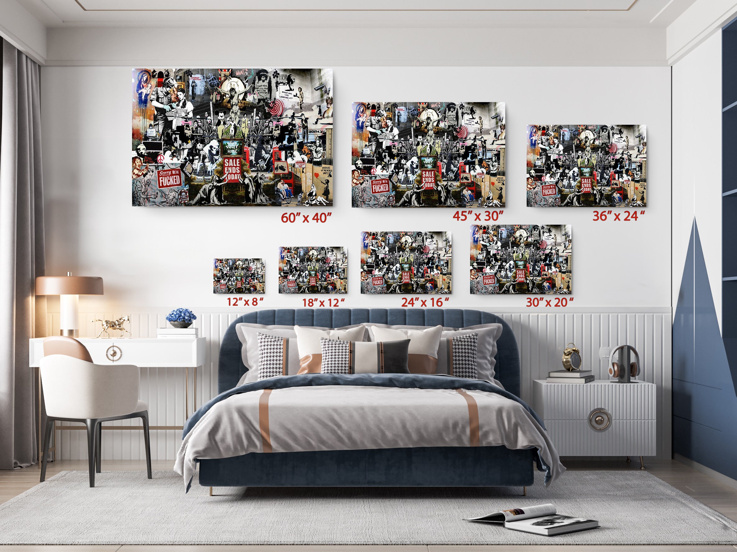 Banksy Collage Collection Canvas Rolled or Ready to Hang Wall Art ...