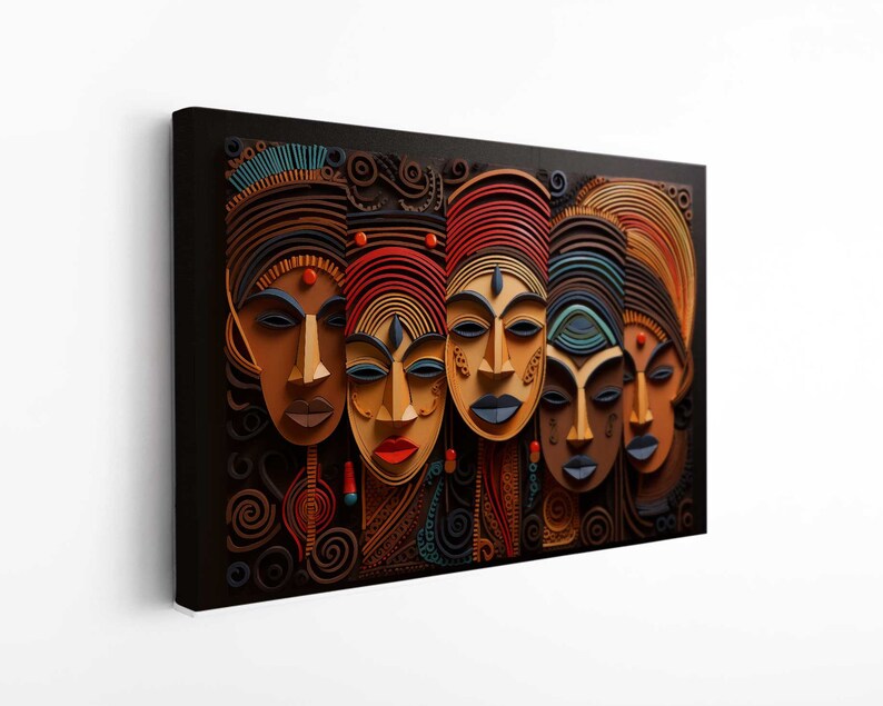 African Masks Abstract Wall Art Classic Africa Art Canvas Print Fine ...