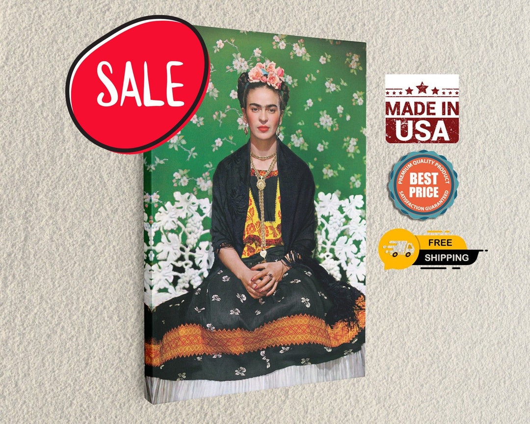 Frida Kahlo Herself Sits on White Bench Canvas Print Lightweight and Durable Mexican Master ...