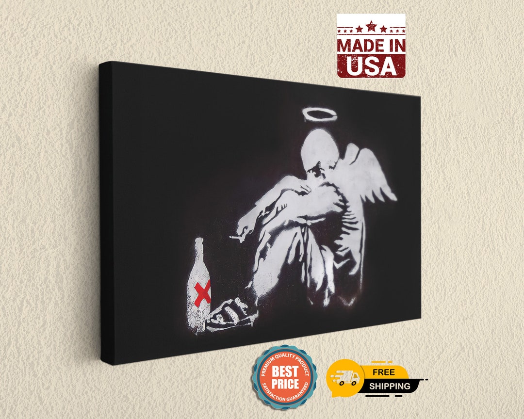 Banksy Fallen Angel Canvas Art | Urban Stencil Social Commentary Print ...