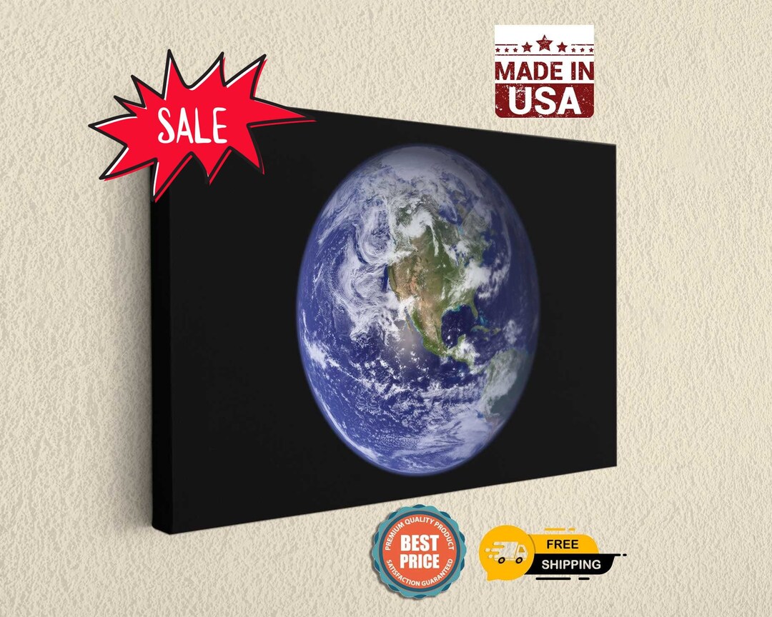 Planet Earth Canvas Print High Quality Wall Art Decor Rolled or Ready ...