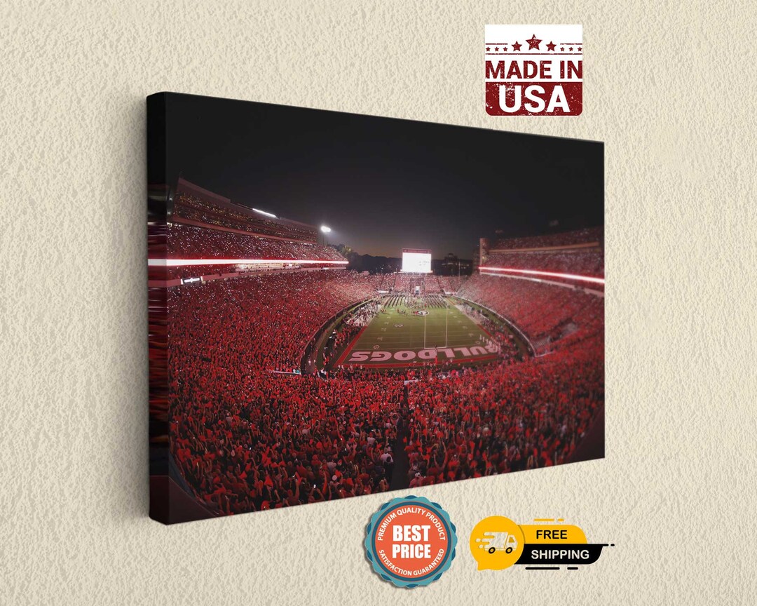 Georgia College Football Stadium Canvas – Game Day Wall Art, Sports ...