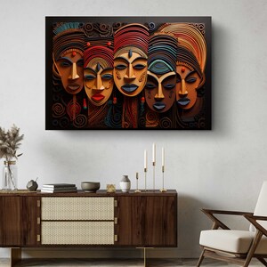 African Masks Abstract Wall Art Classic Africa Art Canvas Print Fine ...