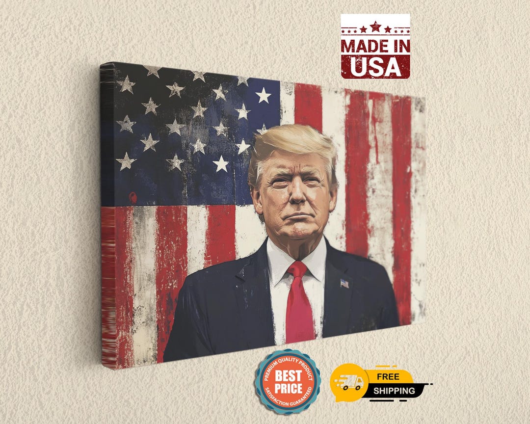 Donald Trump Art Canvas: Patriotic Presidential Portrait - Handcrafted ...