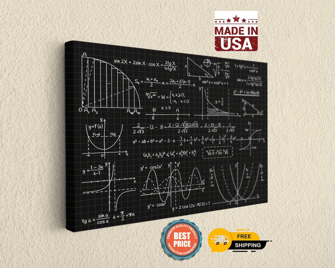 Chalkboard Math Formula - Calculus Algebra Graphs - STEM Academic Wall ...