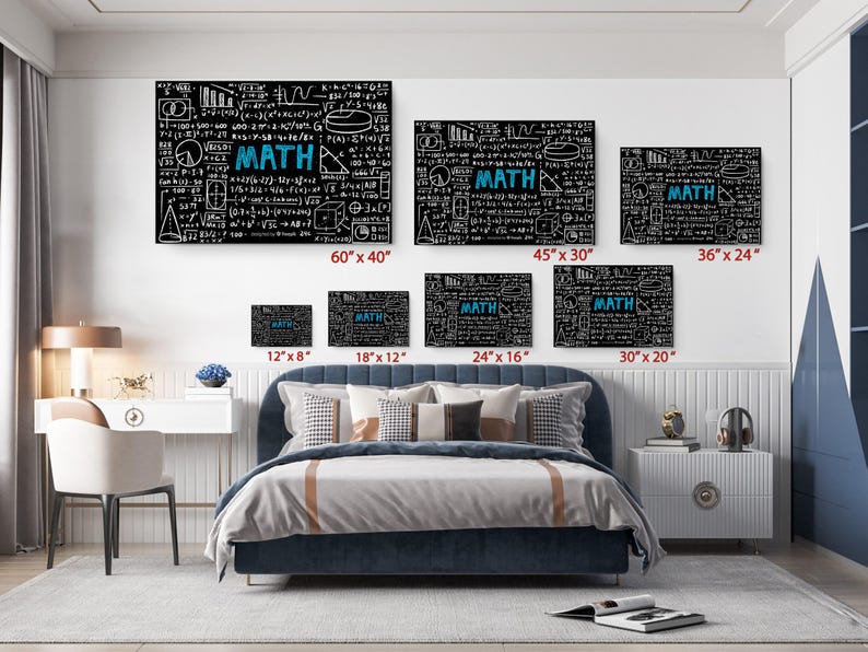 Math Equations Canvas Art, Colorful STEM Wall Decor, Educational ...