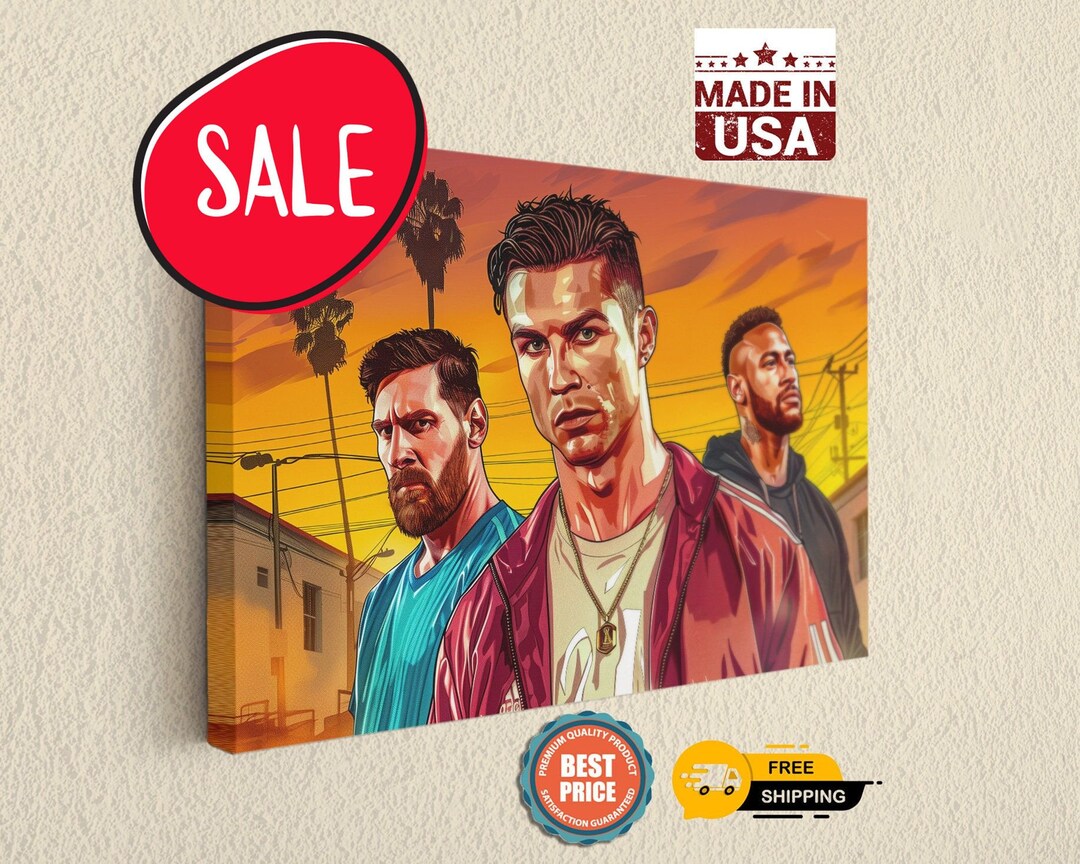 Super Soccer Stars in Gta-style Art on Canvas Print Featuring Living ...